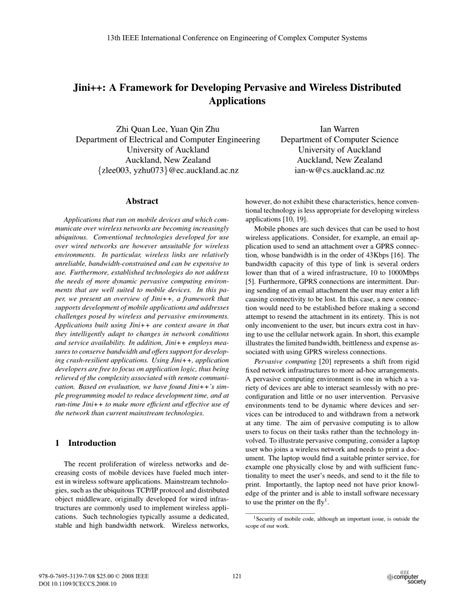 Pdf Jini A Framework For Developing Pervasive And Wireless