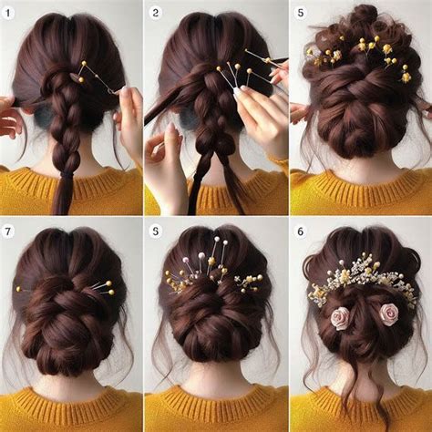 Waterfall Braid With Messy Bun Hair Styles Easy Hairstyles Waterfall Braid Updo