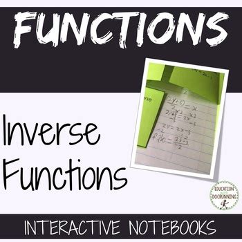 Inverse Functions Interactive Notebook Foldable Notes TPT