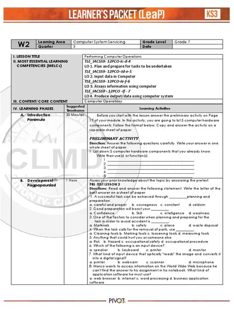 Tle7 Ict Computer System Servicing Q3 W2 Leap Pdf Computer Data Storage Computer Keyboard