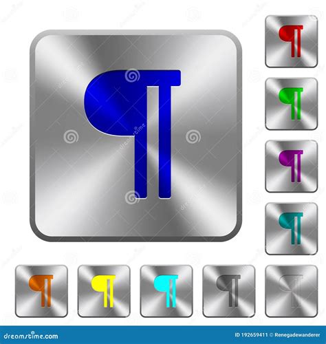 Text Paragraph Rounded Square Steel Buttons Stock Vector Illustration