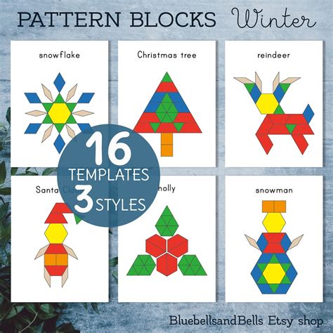 Winter Pattern Blocks Templates Preschool And Kindergarten Printable
