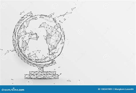 Globe Icon From Lines Triangles And Particle Style Design Stock Vector Illustration Of Mesh