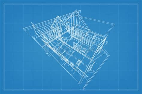 3d Render Of Building Wireframe Structure Perspective Wireframe Of