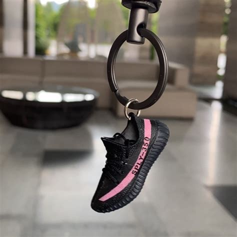 Yeezy Core Black Red Leather Keychain Shopee Malaysia