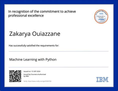 Earned Machine Learning With Python From Coursera Zakarya Ouiazzane Posted On The Topic Linkedin