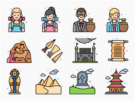 85 Archaeology Icon Set Flat Icons