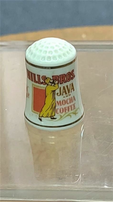 1980 Franklin Mint Country Store Porcelain Thimble Hills Bros Java