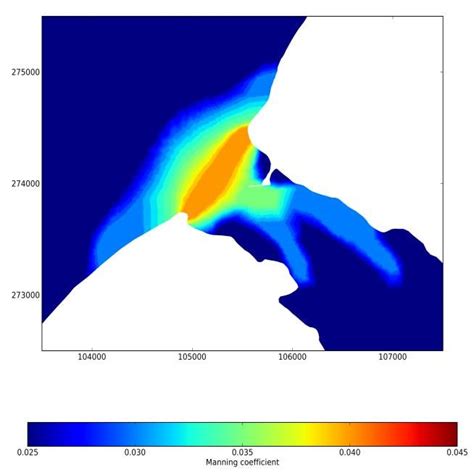 2 A Spatial Values Of The Manning Coefficient M 1 3 S According To Download Scientific