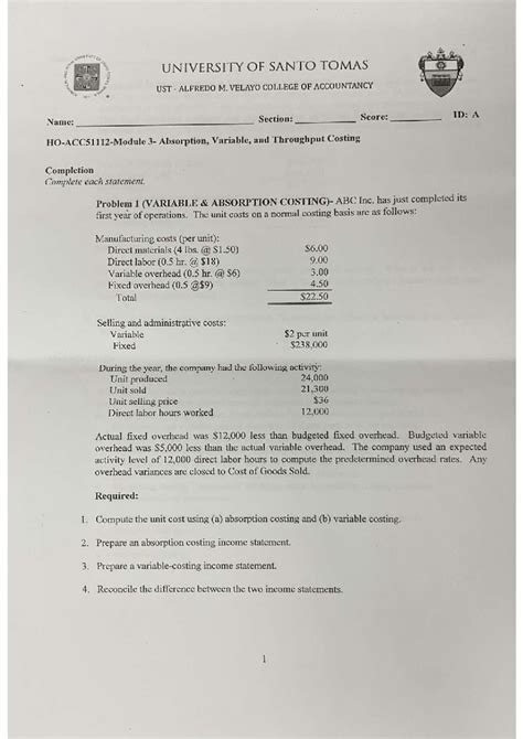 Mas Module 3 Practice Materials Without Answers Unive Sury University Of Santo Tomas Ust