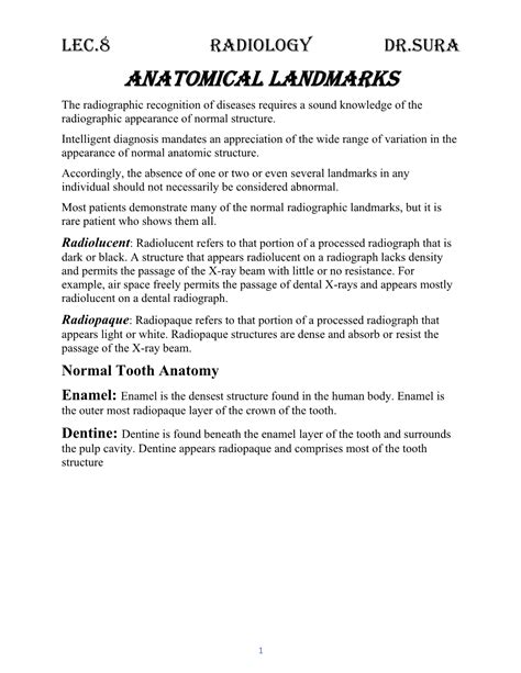 Anatomical Landmarks The Radiographic Recognition Of Diseases Requires A Sound Knowledge Of The
