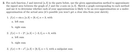 Solved 2 For Each Function F And Interval A B In The Chegg Com
