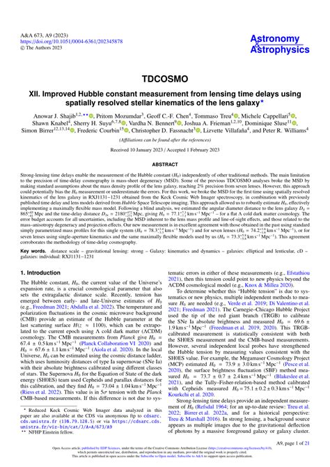 Pdf Tdcosmo Xii Improved Hubble Constant Measurement From Lensing
