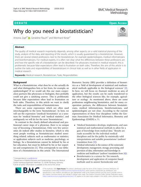Pdf Why Do You Need A Biostatistician