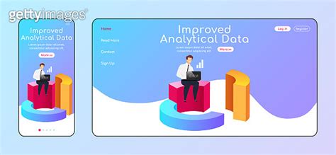 Improved Analytical Data Adaptive Landing Page Flat Color Vector Template Businessman With