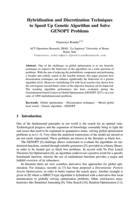 Pdf Hybridization And Discretization Techniques To Speed Up Genetic