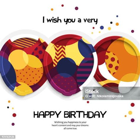 생일 인사말 카드입니다 화려한 텍스처와 종이 풍선 배경에 색상을 삭제합니다 벡터 일러스트입니다 공휴일에 대한 스톡 벡터 아트 및 기타 이미지 Istock