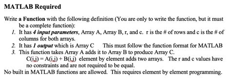 Solved MATLAB Required Write A Function With The Following Chegg