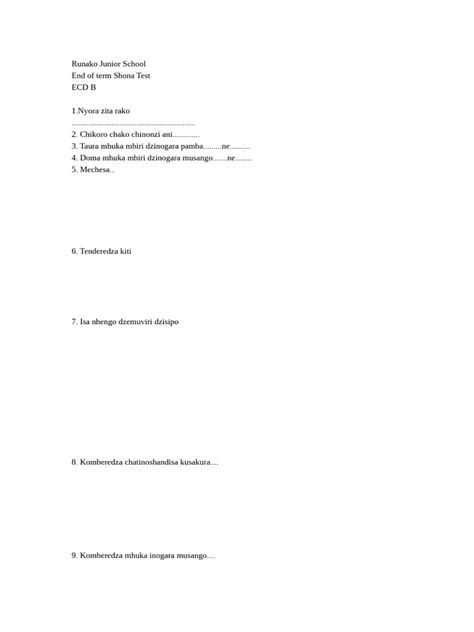 Shona Test Ecdb Pdf