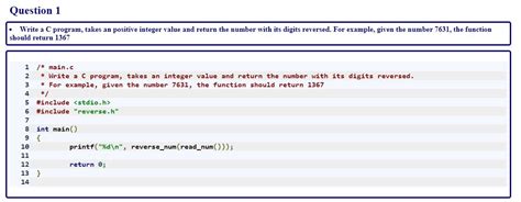 Solved Question 1 Write A C Program Takes An Positive