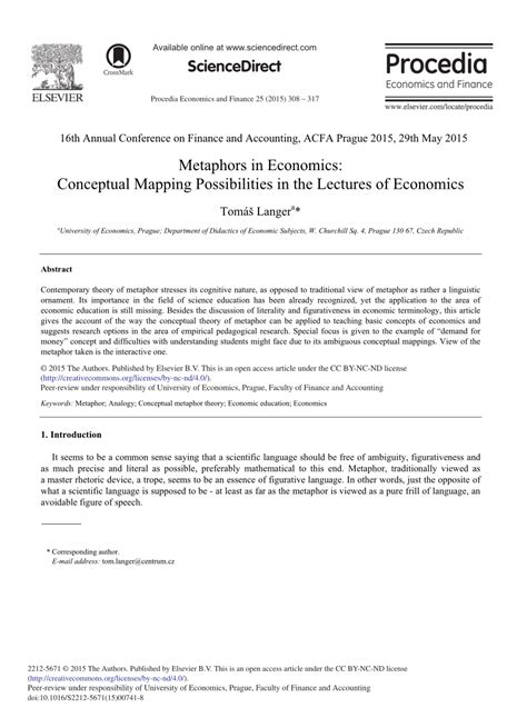 Pdf Metaphors In Economics Conceptual Mapping Possibilities In The Lectures Of Economics