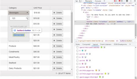 Javascript Dropdown With Add New Item In A Grid Column Stack Overflow