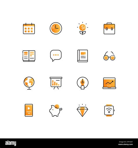 Business And Management Line Design Style Icons Set Stock Vector