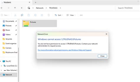 windows denying access to shared network drive r truenas