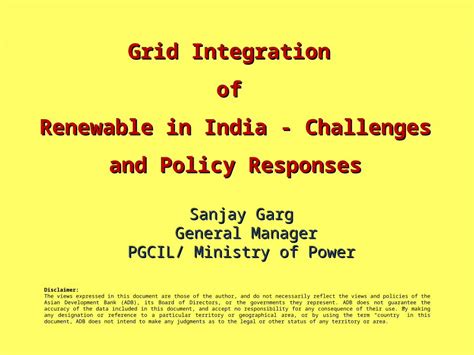 Ppt Grid Integration Of Renewable In India Challenges And Policy