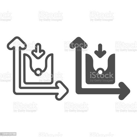 성장 및 감소 곡선 화살표 다운 라인 및 솔리드 아이콘 다이어그램 개념 흰색 배경에 차트 벡터 사인 모바일 개념 및 웹 디자인에 대한 개요 스타일 아이콘이 있는 그래프 벡터