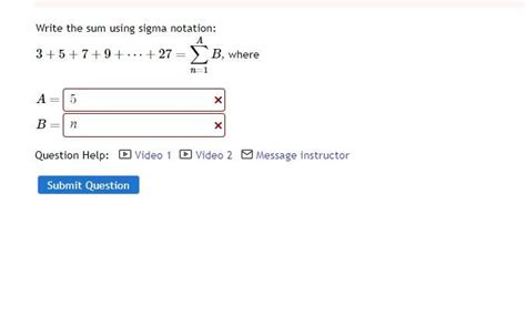 Solved Write The Sum Using Sigma Notation Chegg