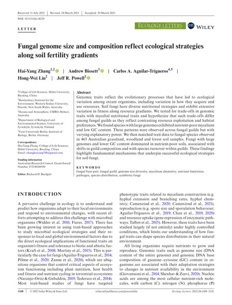 Fungal genome size and composition reflect ecological strategies along ...