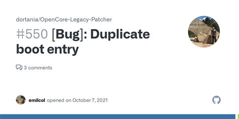 Bug Duplicate Boot Entry Issue Dortania OpenCore Legacy Patcher GitHub