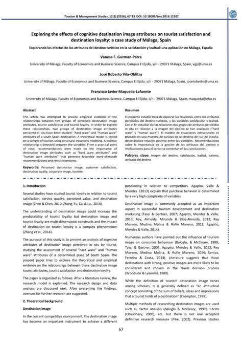 Pdf Exploring The Effects Of Cognitive Destination Image Attributes On Tourist Satisfaction