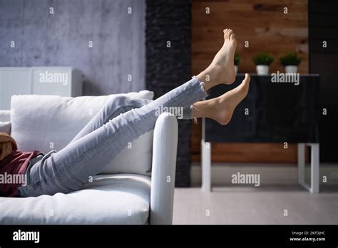 Lazy Woman Sleeping On Couch Or Sofa Stock Photo Alamy