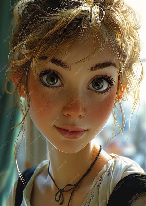 Premium Photo Young Girl Freckles Necklace Princess Extremely Cute Face Curly Blonde Hair