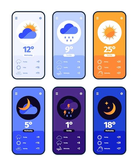 premium vector weather dashboards ui for smartphone app with weather