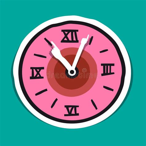 Pink Analog Clock With Hands Symbol Stock Illustration Illustration