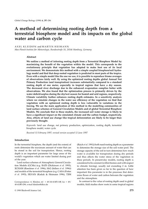 a method of determining rooting depth from a terrestrial biosphere