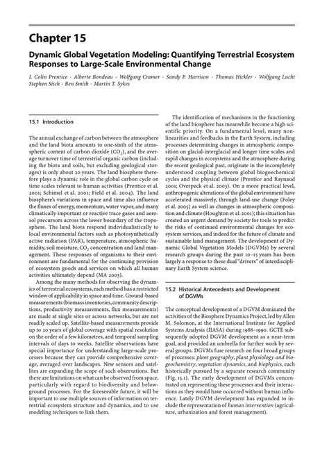 Pdf Dynamic Global Vegetation Modeling Quantifying Terrestrial Ecosystem Responses To Large