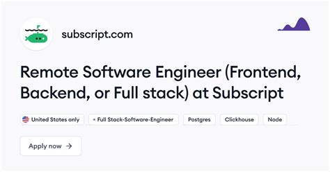 Subscript Hiring Software Engineer Frontend Backend Or Full Stack