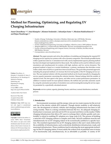 Pdf Method For Planning Optimizing And Regulating Ev Charging