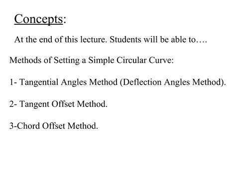 Lec 11 Setting Out Simple Circular Curve Pdf Physics Science