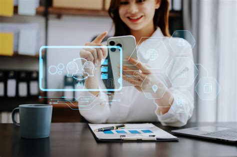 Woman Using Chatbot In Computer And Tablet Smart Intelligence Aichat With Ai Artificial