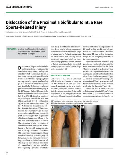Pdf Dislocation Of The Proximal Tibiofibular Joint A Rare Sports