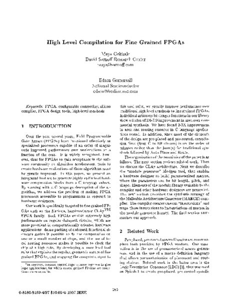Pdf High Level Compilation For Fine Grained Fpgas Maya Gokhale