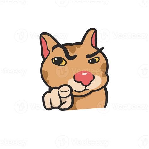 Pointing Cat Meme Sticker Cute Illustration 75653831 Png