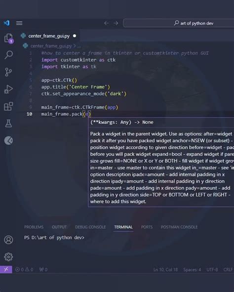 How Can We Center A Frame In Tkinter Or Customtkinter Based Python Gui Youtube
