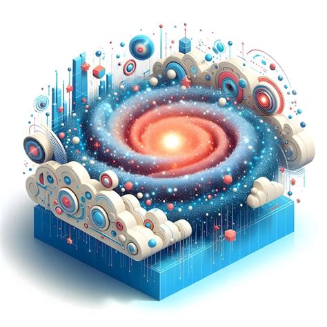 Premium Photo 3d Flat Icon Digital Galaxy Clusters Concept Clusters