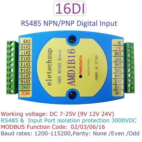 DI DC V V NPN PNP Digital Input Module RS Isolated Communication MODBUS RTU PLC